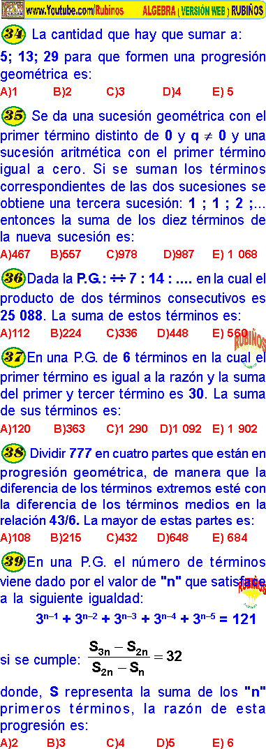 PROGRESIONES GEOMETRICAS EJEMPLOS Y EJERCICIOS RESUELTOS - ÁLGEBRA PRE PDF
