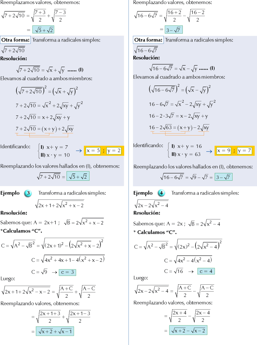 RADICALES SIMPLES Y COMPUESTOS EJEMPLOS Y EJERCICIOS RESUELTOS