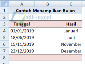 Cara Menampilkan Nama Bulan Dengan Menggunakan Rumus Dalam Excel - ADH ...