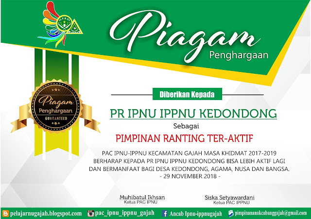 KARYA dan DESAIN GRAFIS : Desain Piagam Penghargaan Ranting IPNU ...