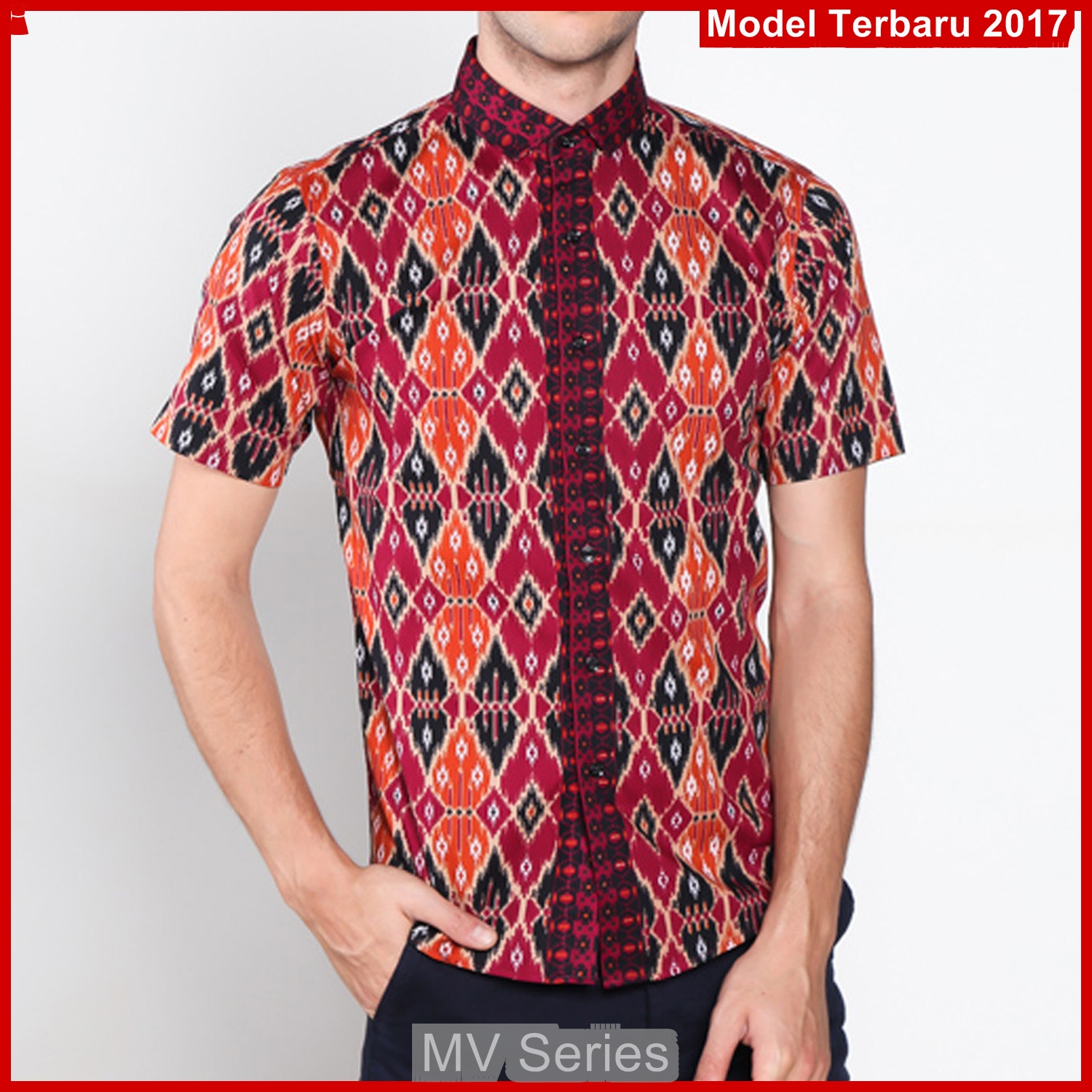 MV168 Kemeja Buat Cowok Batik Pendek Terbaru BMGShop