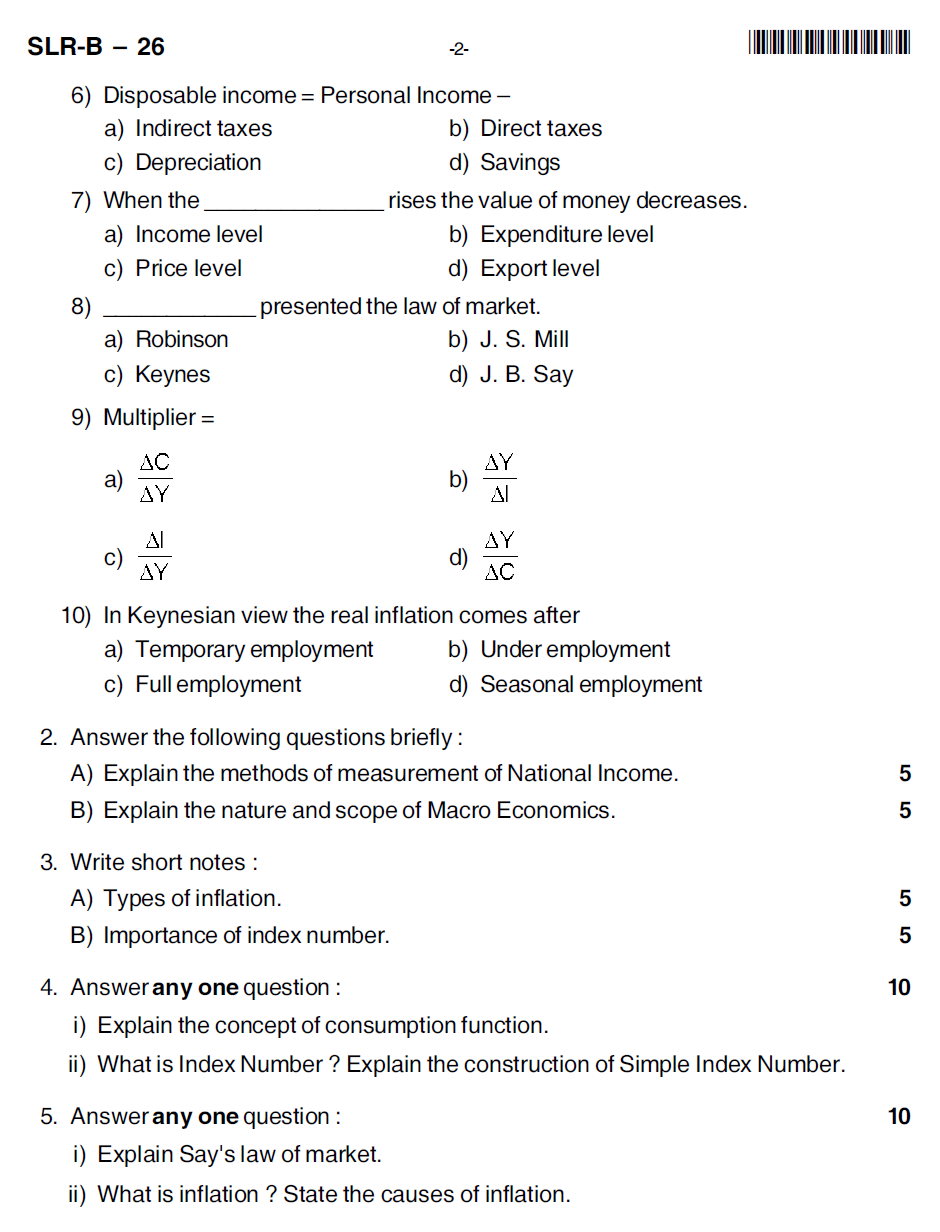 Solapur University B.Com Business Economics 2014 Question Paper ...