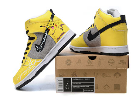 Nike Dunks Custom Design Sneakers : Nike Dunk Yellow Pikachu High Top ...