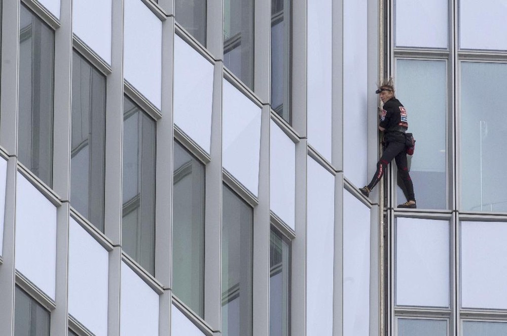 Spiderman climbs the highest building in France