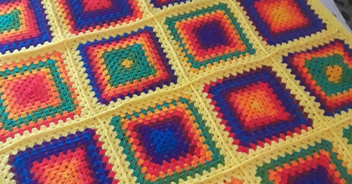 Sweet Petal Stitchery: Bright Yellow Granny Square Blanket