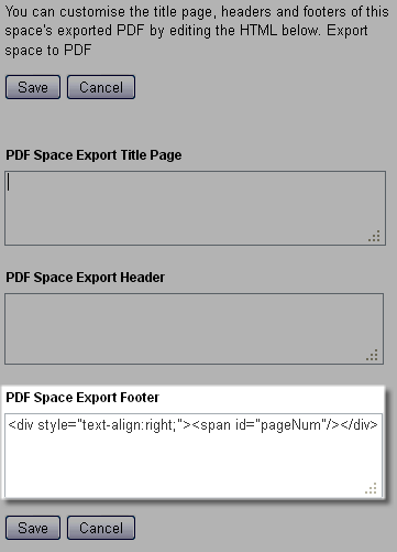 Confluence Help: Add Page Numbers to a PDF Export