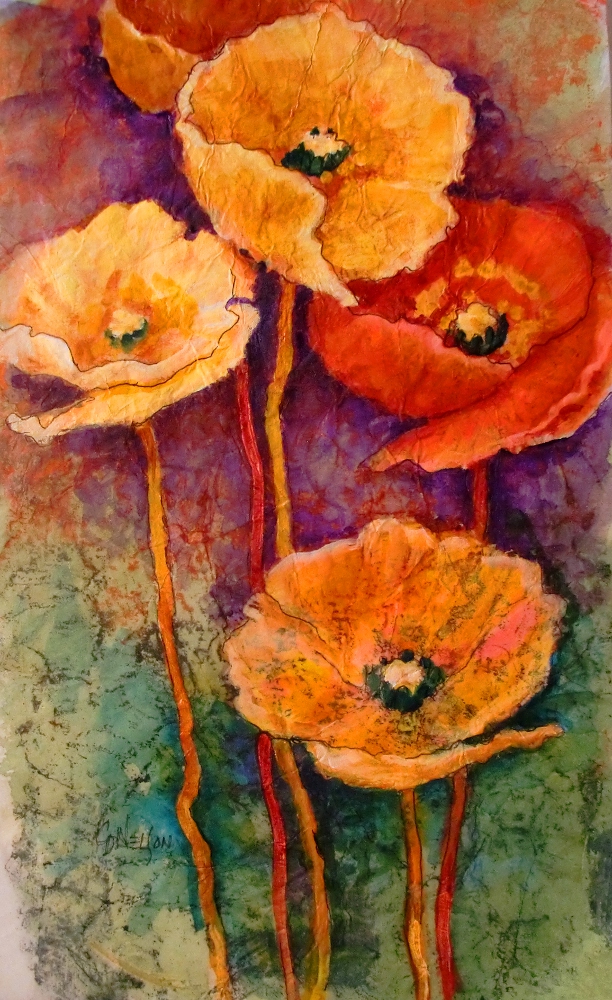 Mixed Media Artists International: "BATIK POPPIES" acrylic faux batik ...