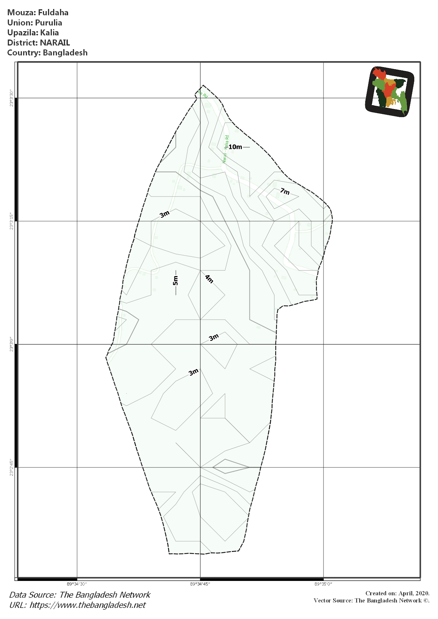 Map of Fuldaha Mouza, Kalia, Narail