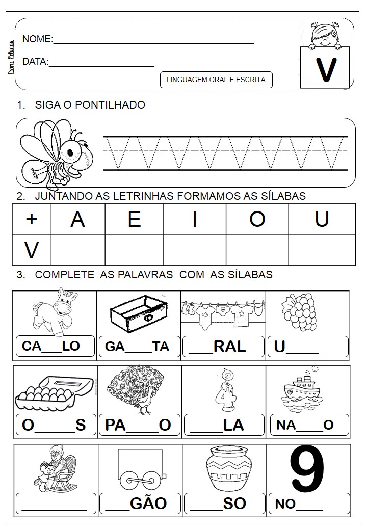 Atividades letra V | Educação infantil