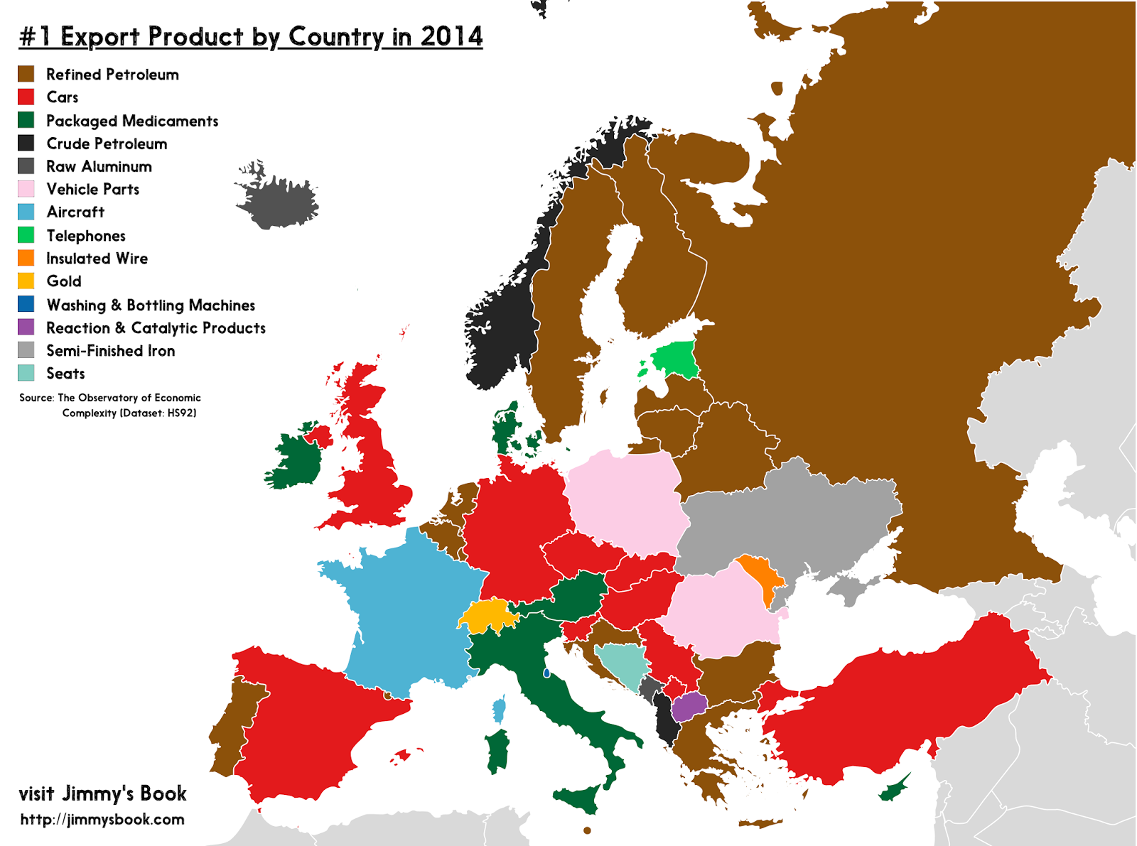 №1 export product by country (2014) - Vivid Maps