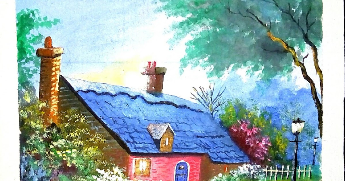 Beautiful Rest House Scenery Painting||Acrylic Painting Tutorial🎨---🎨---🎨