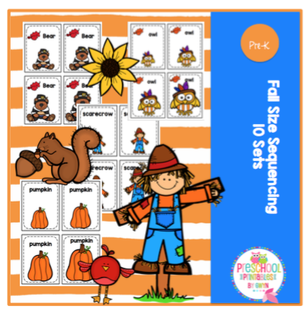 Fall Size Sequencing Cards (10 sets with 4 cards per set) ~ Preschool ...