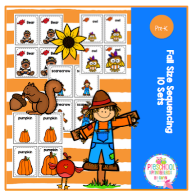 Fall Size Sequencing Cards (10 sets with 4 cards per set) ~ Preschool ...