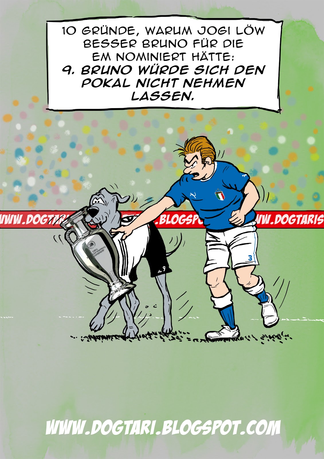 Dogtaris Cartoons: Bruno muss zur EM Teil 9