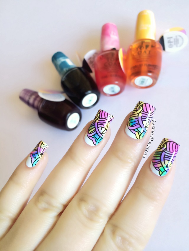 Fashion Polish: OPI Sheer Tints Nail Art : leadlight stamping!