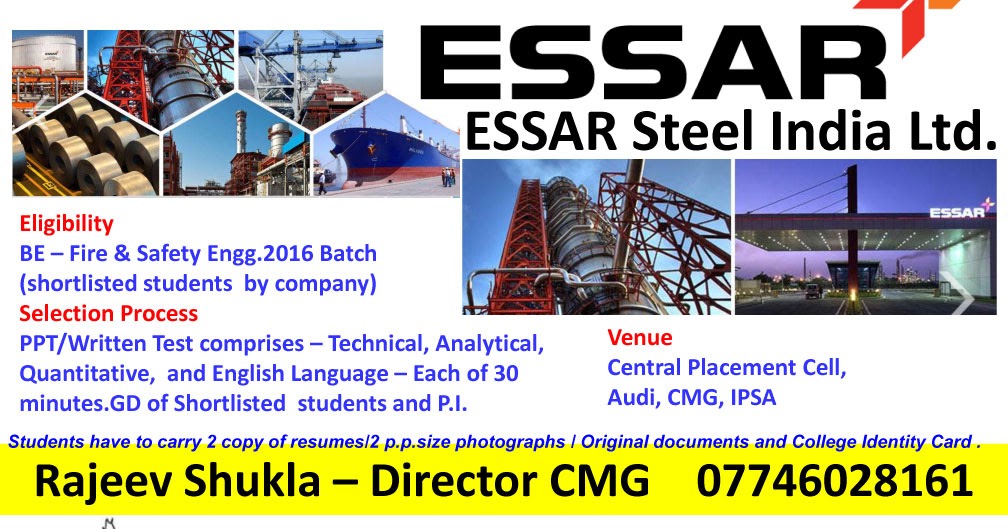 Central Placement Cell: Essar Steel India Ltd 18/2/2016