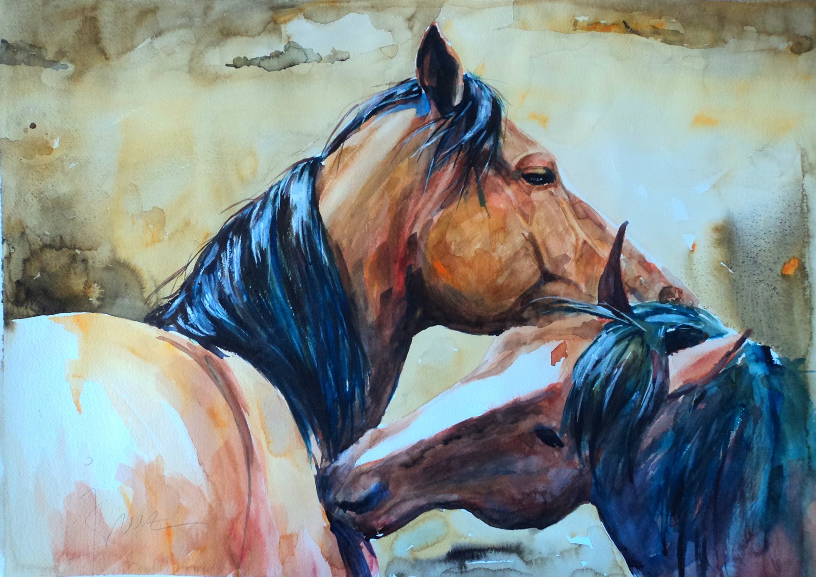 Javier CRUZ: Caballos - acuarelas