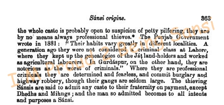 History Of SANSI CASTE Acc. To Glossary of Tribe - Sansi World