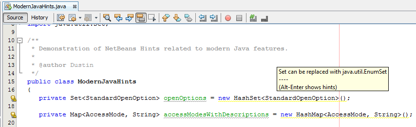 Inspired by Actual Events: Seven NetBeans Hints for Modernizing Java Code