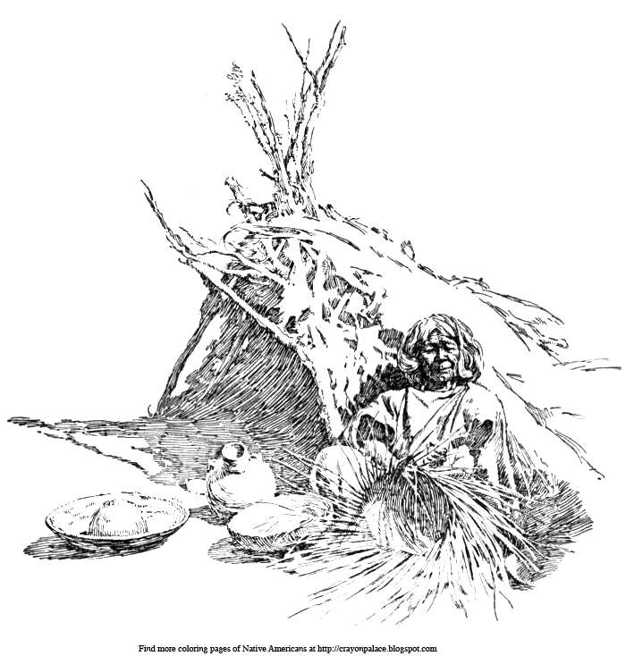 Crayon Palace: A coloring page of a Native American weaver