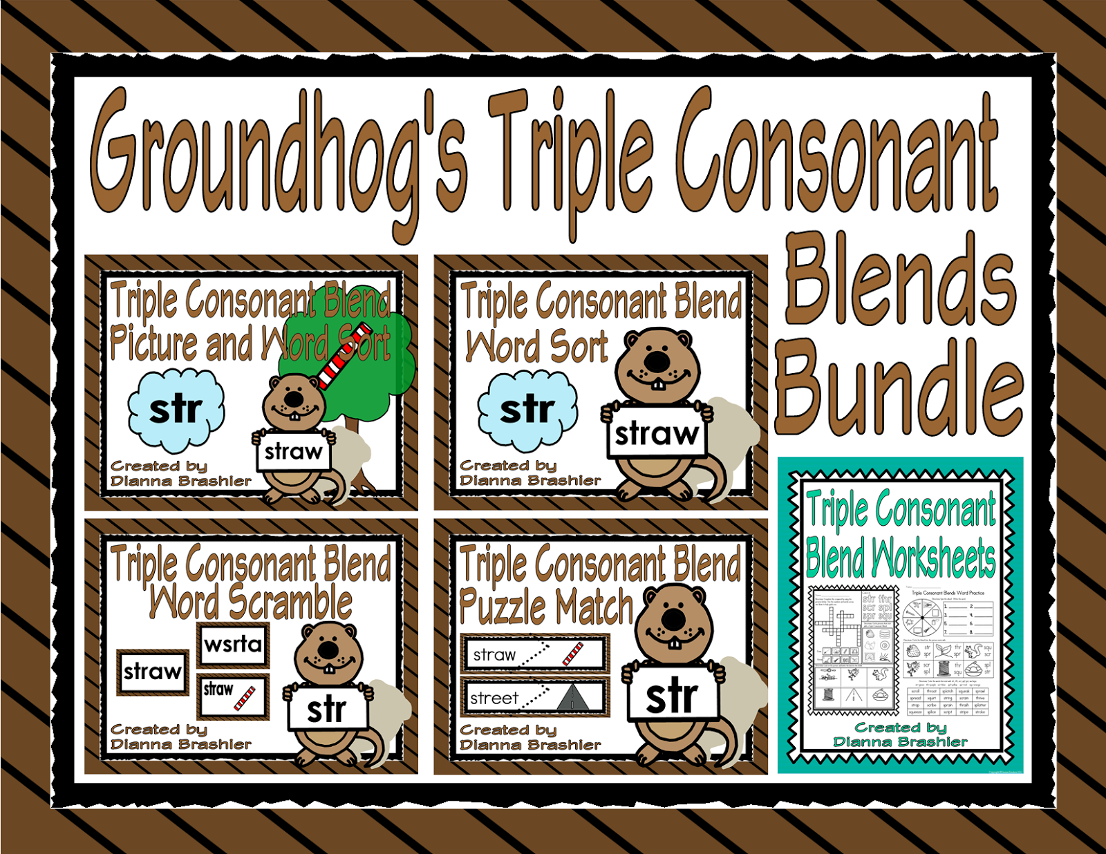 Teachers R US: Groundhog’s Triple Consonant Blends Literacy Bundle with ...