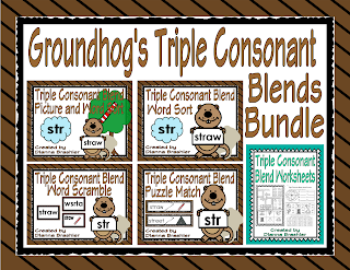 Teachers R US: Groundhog’s Triple Consonant Blends Literacy Bundle with ...