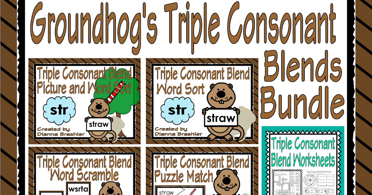 Teachers R US: Groundhog’s Triple Consonant Blends Literacy Bundle with ...