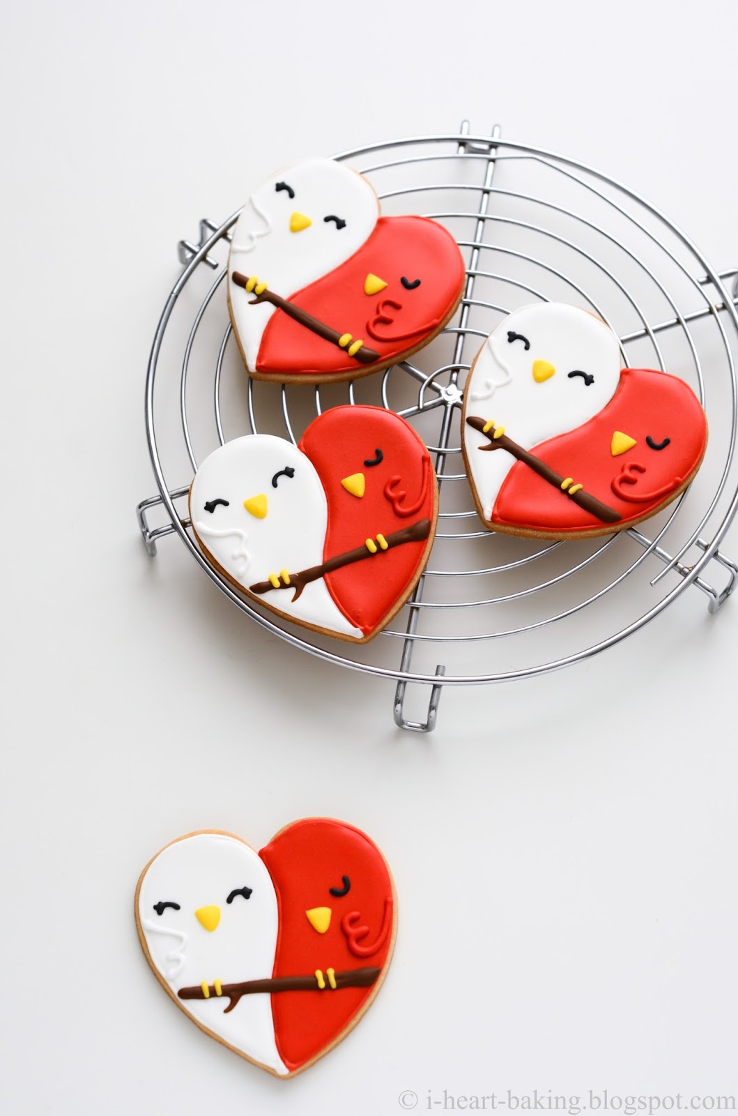 i heart baking!: red and white lovebird cookies