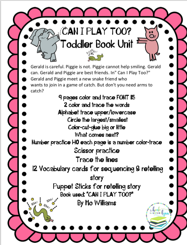 CAN I PLAY TOO? TODDLER BOOK UNIT ~ Book Units by Lynn