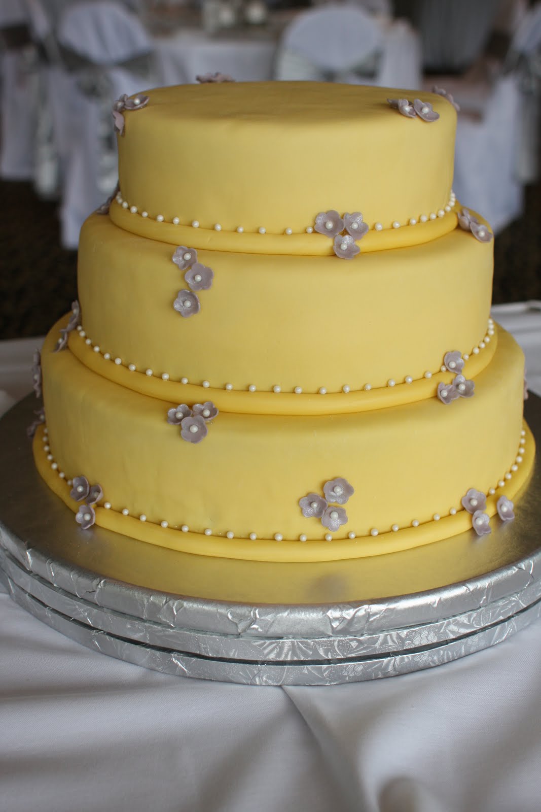 The Buttercream Bakery: Yellow & Silver Wedding Cake