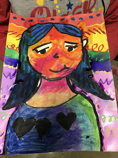 Elements of the Art Room: Colorful 5th grade Self Portraits