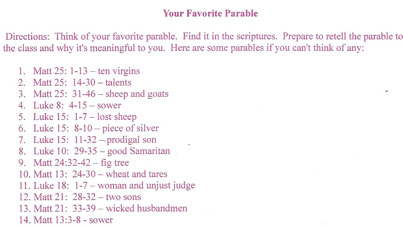 Kar's Kith and Kin: The Lesson - How did the Savior compare gospel ...