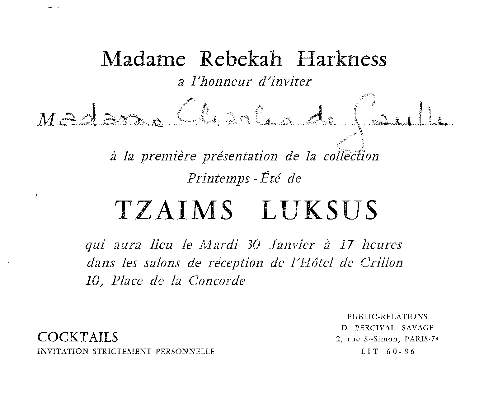 TZAIMS' BLOG: TZAIMS LUKSUS - POIROT- REBEKAH HARKNESS - PIROUETTE