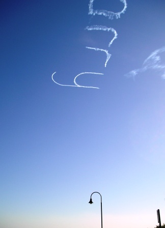 Sparrows on the Deck: sky writing .....