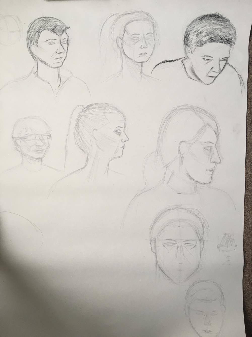 Chandani Parekh: Life drawing - heads in boxes