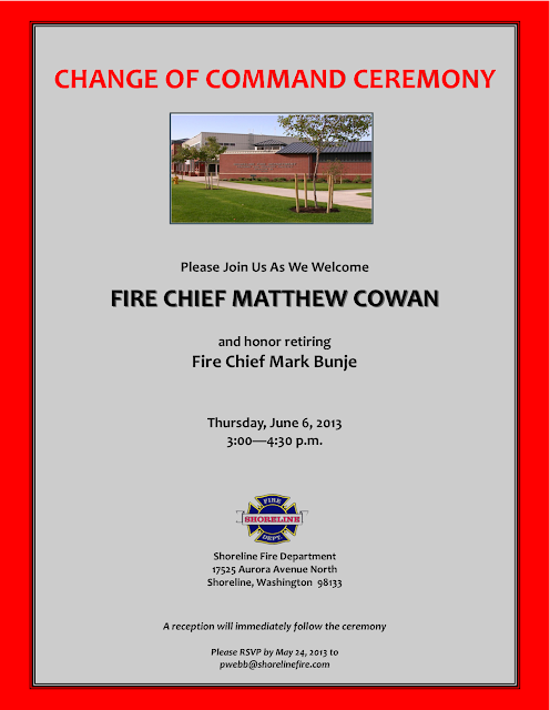 Shoreline Area News: Fire Chief change of command ceremony June 6