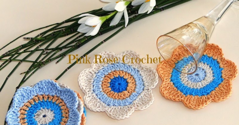 Pink Rose Crochet: Centrinhos Flor Porta-Copos e Mini Mats Coasters