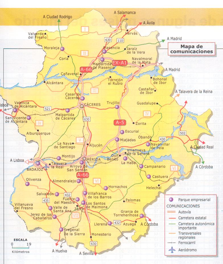 Extremadura Tourism Map Area | Map of Spain Tourism Region and Topography