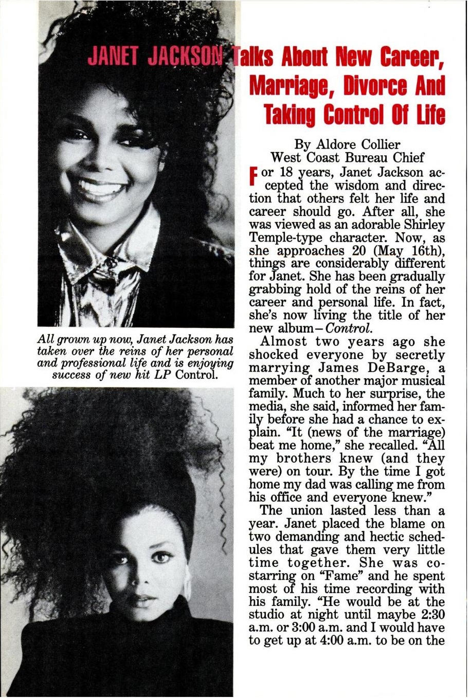 Top Of The Pop Culture 80s: Janet Jackson Jet Magazine Interview 1986