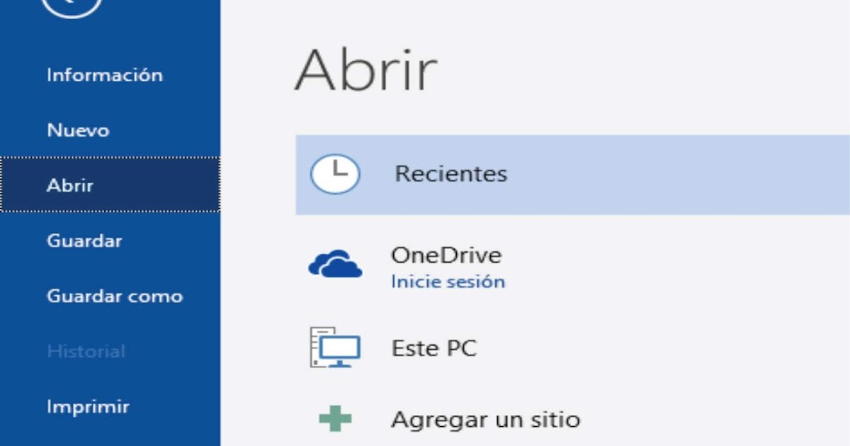 Manual práctico de Word 2016: Ficha Archivo de Microsoft Word 2016