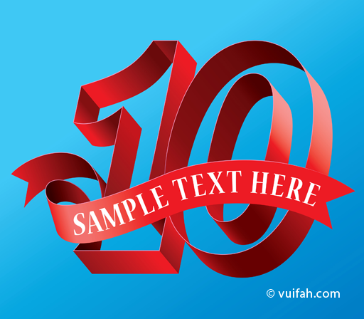Cursive Ribbon Bold Number 10 ~ vuifah illustrations