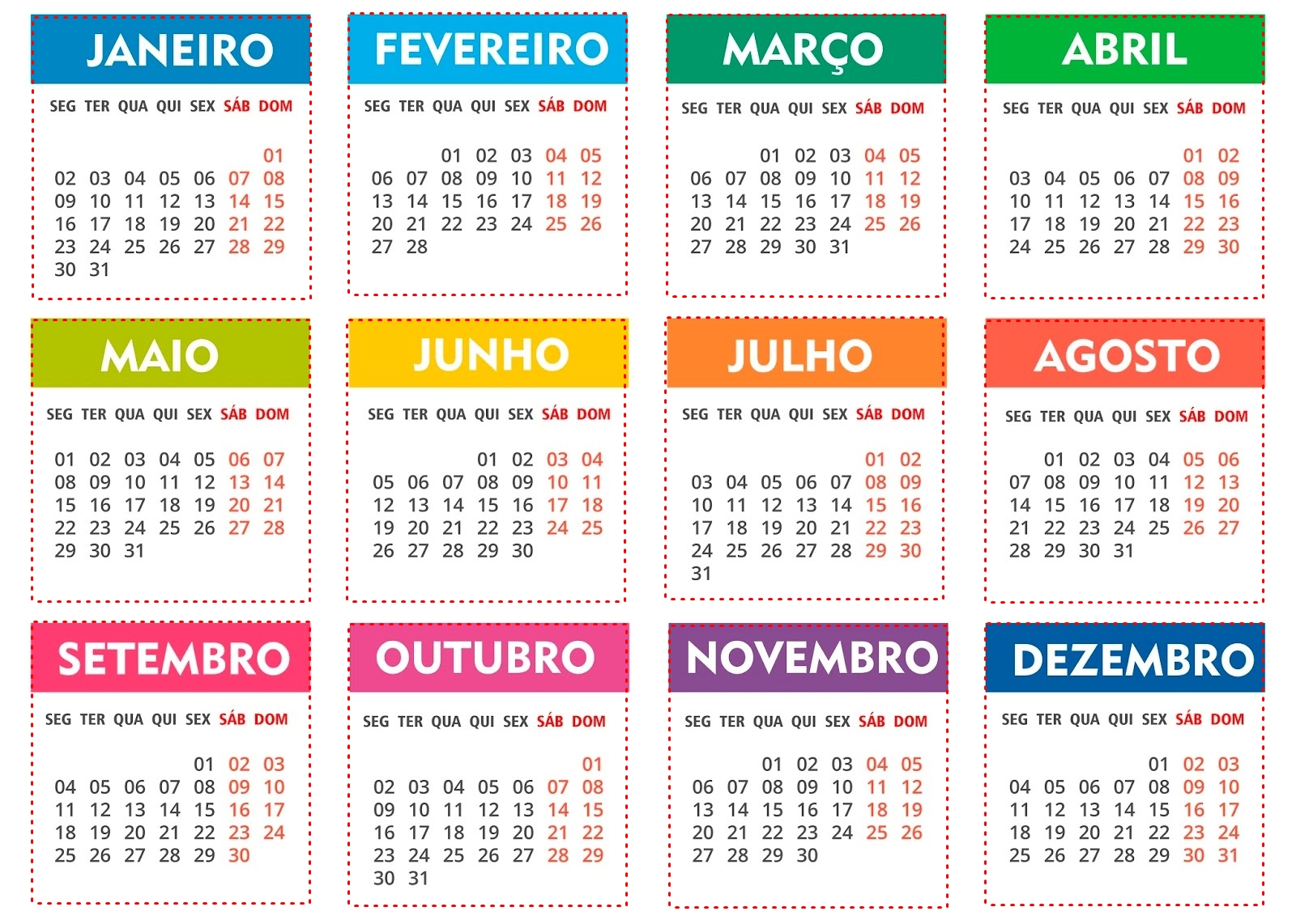 Mini Calendario Para Imprimir - FDPLEARN