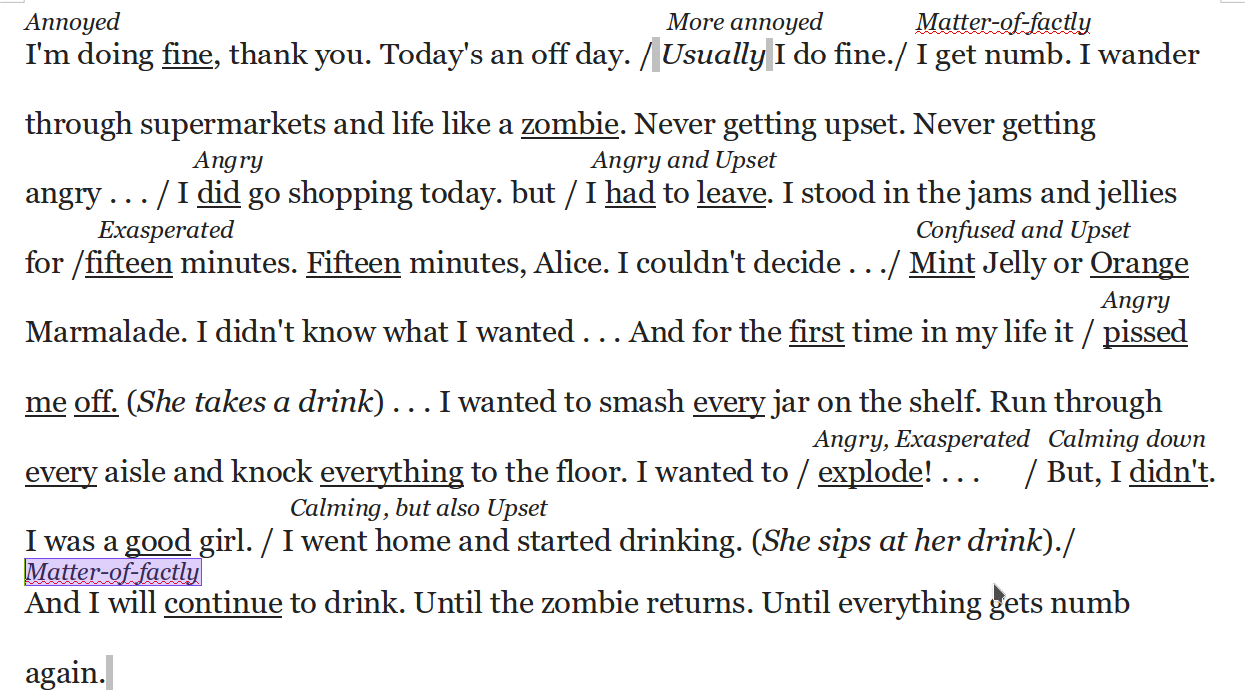 Theatre Geekery: Scoring a Monologue, Part 4 - Putting It All Together