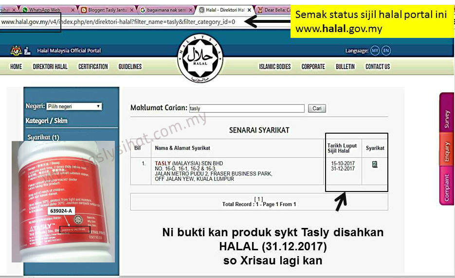 CARA SEMAK PRODUK BERSTATUS HALAL JAKIM | Tasly Danshen Plus Lulus KKM ...
