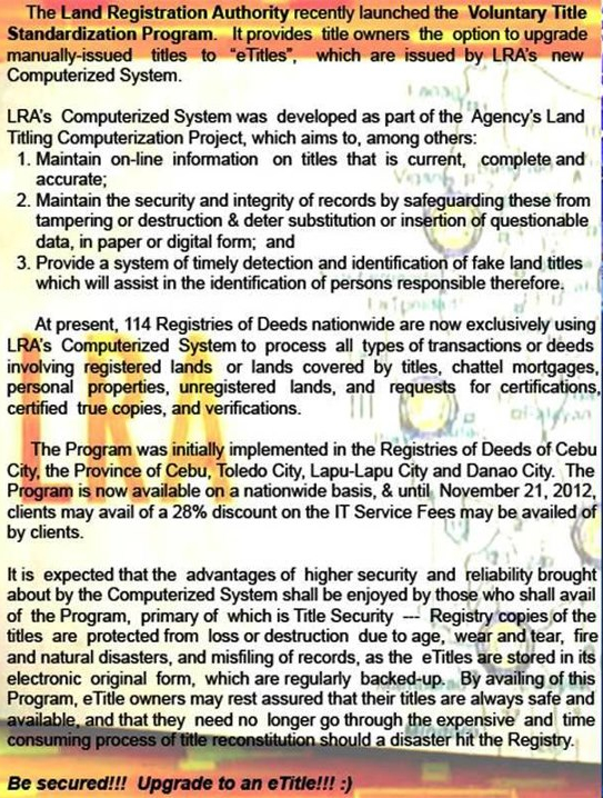 THE PROJECT REVIEW: Information : eTitle - Converting Manually Issued ...