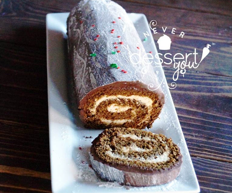Never Dessert You: Gingerbread Yule Log Cake