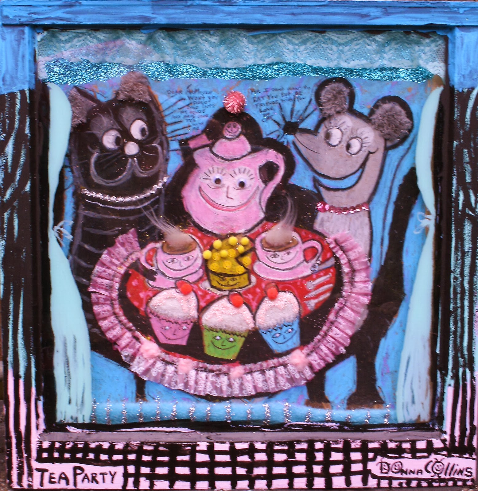 DONNA COLLINS MOUSE HOUSE: CAT AND MOUSE TEA PARTY