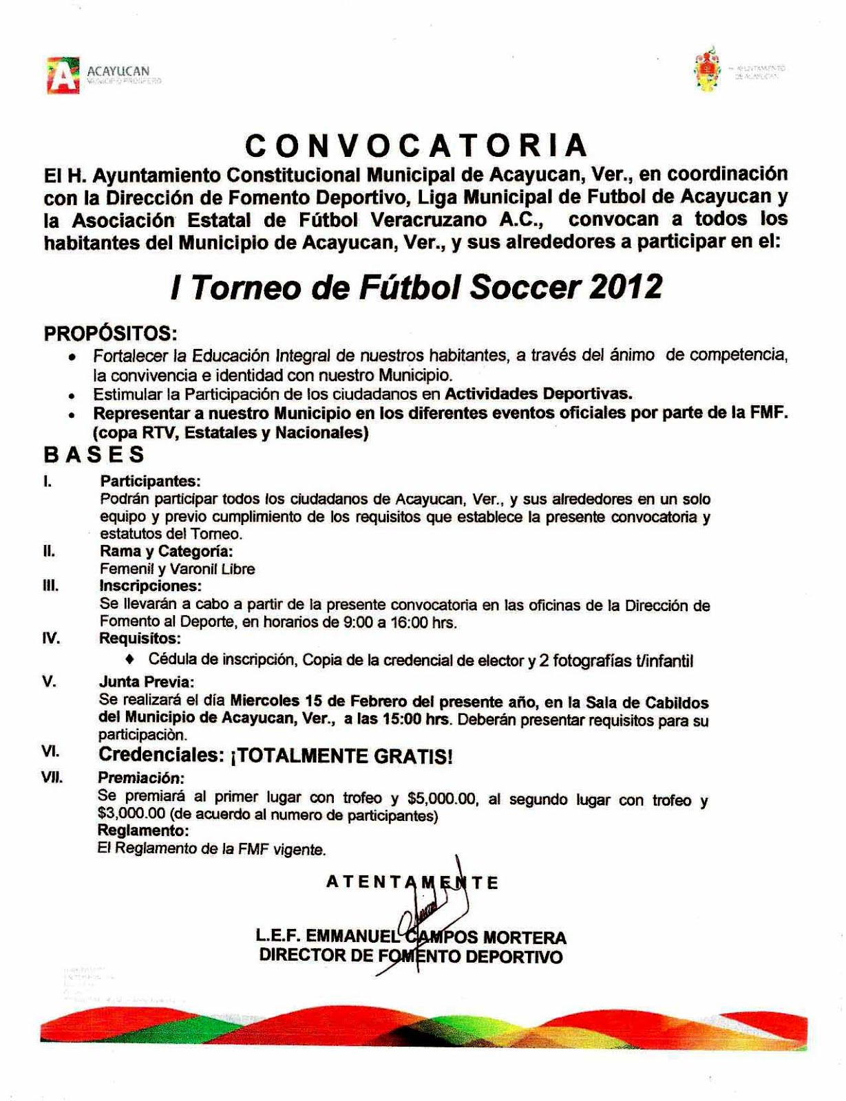 TRIBUNA del Sur/ Acayucan: Convocatoria: Torneo de Futbol Soccer 2012