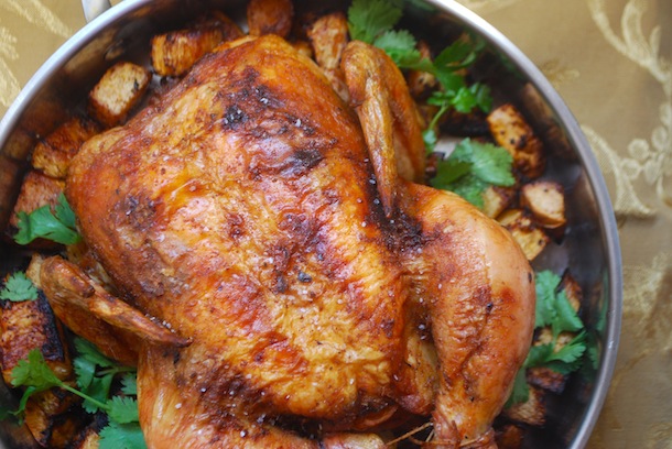 Latin Spice Roast Chicken with Chimichurri Sauce - Always Order Dessert