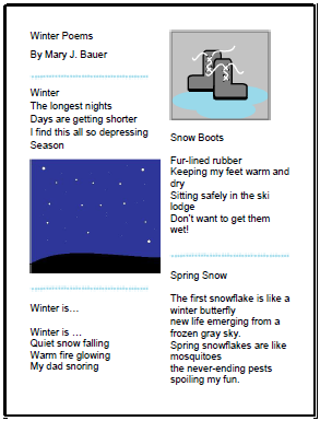 Artistry of Education: Winter Poetry Printable
